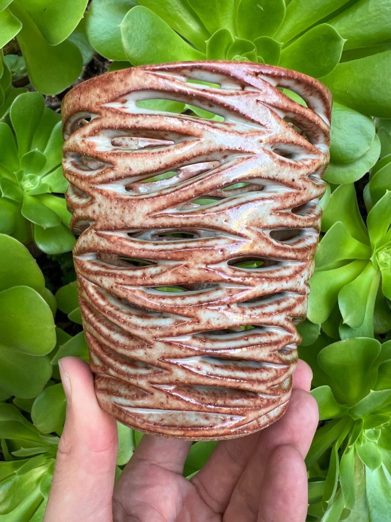 Shino Orange Candle Holder - Alex Beck Ceramics